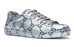 Gucci Ace Low Gg Monogram Sneakers - Silver/blue