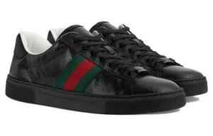 Gucci Ace Sneaker With Web Gg Crystal Canvas - Black