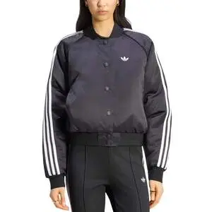 Adidas Satin Bomber Jacket Asia Sizing 'black White Grey Three