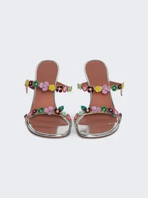 Amina Muaddi Vittoria Slipper Sandal Mirror + Flowers