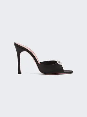 Amina Muaddi Mini Camelia Slipper Sandal Satin - Black