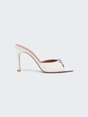 Amina Muaddi Mini Camelia Slipper Sandal In Nappa Leather - White