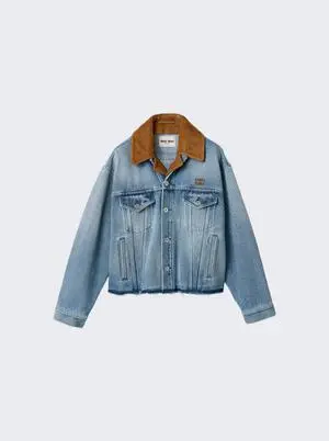 Miu Miu Washed Denim And Suede Blouson Jacket