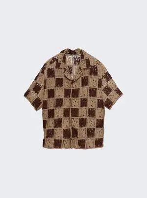 Amiri Ma Check Lace Camp Shirt Earth - Brown
