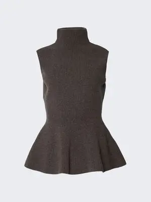 RÓHE Sculptural Sleeveless Knitted Top Melange - Brown