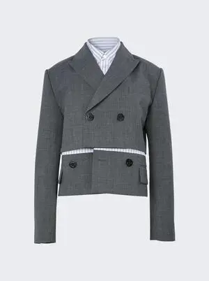 Sacai Suiting X Poplin Jacket And Off-white Stripe - Grey