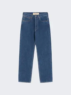 Valentino Garavani Straight Leg Denim Trousers With Vgold Detail