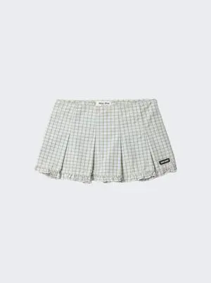 Miu Miu Pleated Check Mini Skirt - Grey