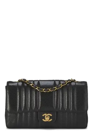 Chanel Caviar Vertical Flap Medium - Black