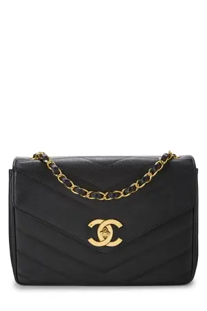 Chanel Caviar Chevron Flap - Black