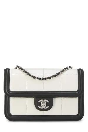 Chanel Lambskin Chocolate Bar Half Flap - White