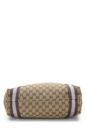 Gucci Original Gg Canvas Flat Web Tote - Beige