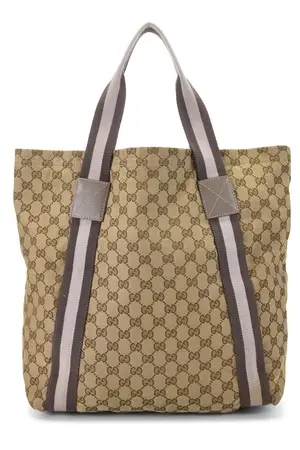 Gucci Original Gg Canvas Flat Web Tote - Purple