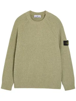 Stone Island Ribbed Bouclé Cotton-blend Jumper - Green Light