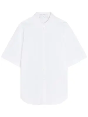 Another Tomorrow Oversized Short-sleeve Cotton-poplin Shirt - White