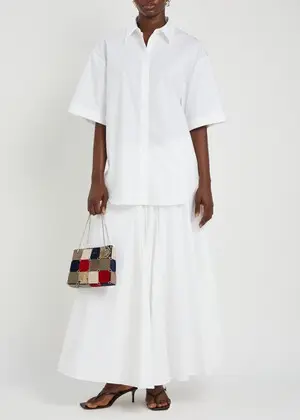 Another Tomorrow Oversized Short-sleeve Cotton-poplin Shirt