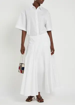 Another Tomorrow Panelled Cotton-poplin Maxi Skirt