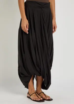 TOTEME Cotton-blend Midi Skirt - Black