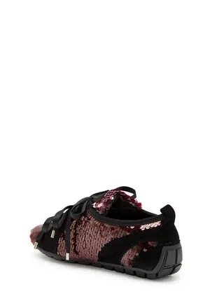 Simone Rocha Ballerina Grip Sequin-embellished Suede Sneakers