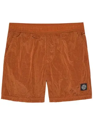 Stone Island Logo-appliquéd Nylon Shorts - Orange