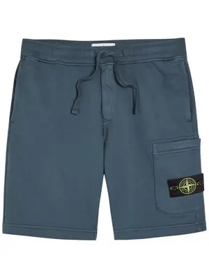 Stone Island Logo Cotton Shorts - Blue Dark