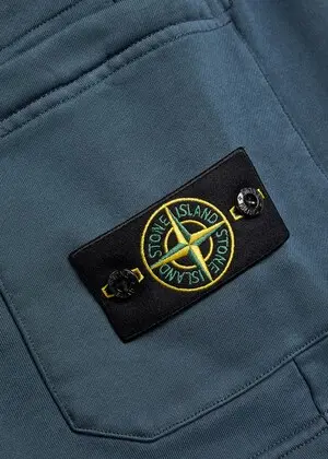Stone Island Logo Cotton Shorts - Blue Dark
