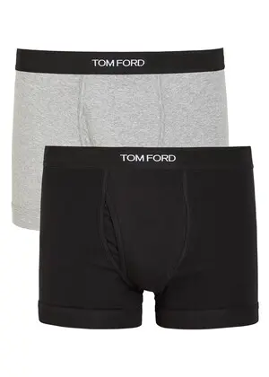 TOM FORD Logo Stretch-cotton Boxer Briefs - Black Grey