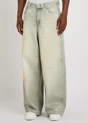 WON HUNDRED Lyon Painted-effect Wide-leg Denim Jeans