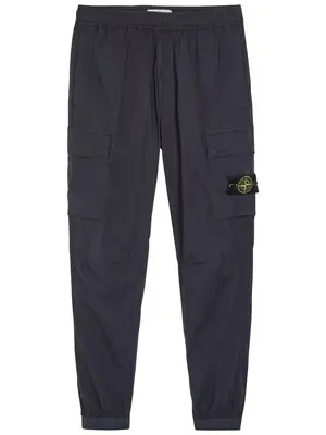 Stone Island Logo Stretch-cotton Cargo Trousers Navy