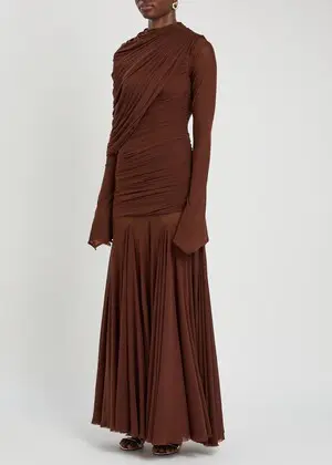 DEME The Oakland Draped Stretch-tulle Gown