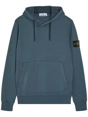 Stone Island Hooded Cotton Sweatshirt - Blue Dark