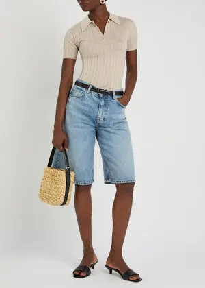 TOTEME Ribbed Cashmere-blend Polo Top