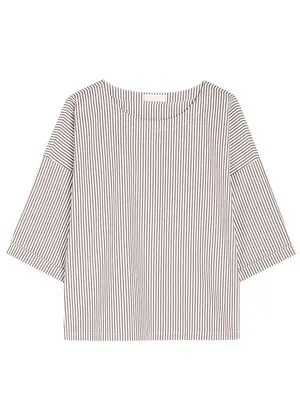 Suzie Kondi Saria Striped Cotton-poplin Top - Brown