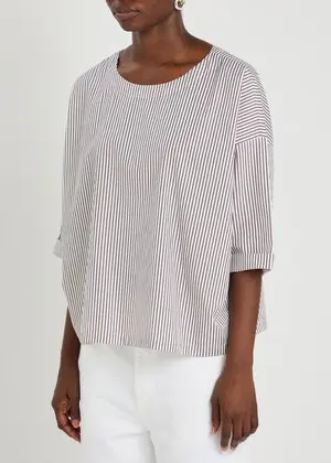 Suzie Kondi Saria Striped Cotton-poplin Top