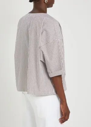 Suzie Kondi Saria Striped Cotton-poplin Top