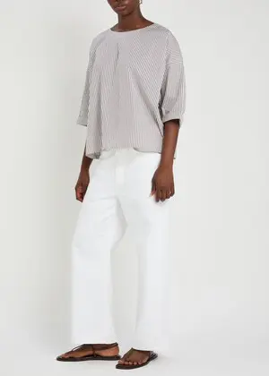Suzie Kondi Saria Striped Cotton-poplin Top