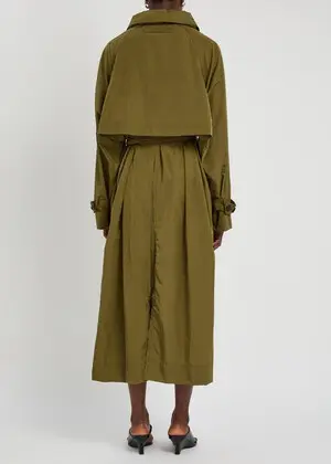 Another Tomorrow Hooded Belted Nylon Trench