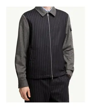 Moncler Zip-up Shirt Jacket With Pin Stripes