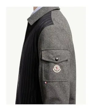 Moncler Zip-up Shirt Jacket With Pin Stripes