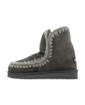 Mou Knitted Detail Double-sided Sheepskin Boots