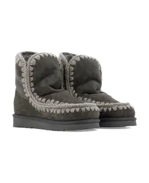 Mou Knitted Detail Double-sided Sheepskin Boots