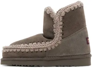 Mou Knitted Detail Double-sided Sheepskin Boots