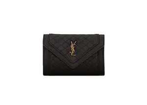 Saint Laurent Gaby Small Envelope Wallet In Quilted Lambskin - Black