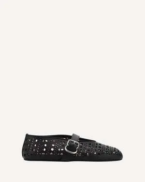 Alaïa Leather Cut-out Ballerinas