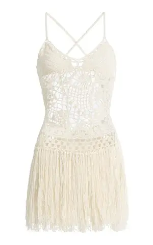 Akoia Swim Crochet Mini Dress With Tasseled Details - Ivory