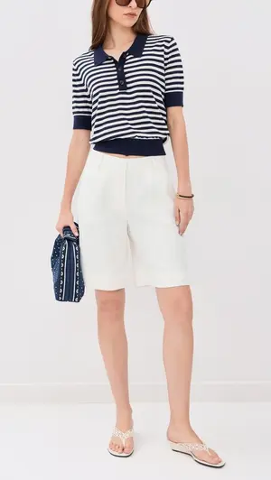 ROWING BLAZERS Linen Tencel Blend Bermuda Trousers