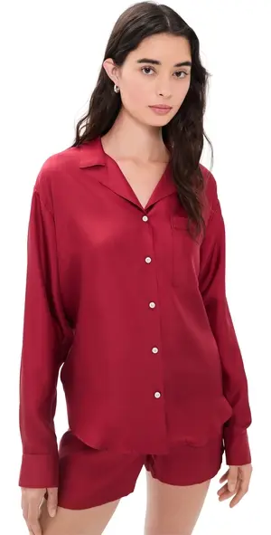 Comme Si Notched Collar Long Sleeve Shirt