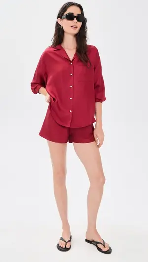 Comme Si Notched Collar Long Sleeve Shirt