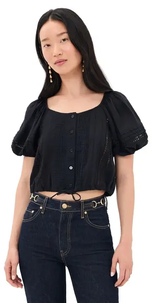 Ulla Johnson Clara Short Sleeve Cotton Top