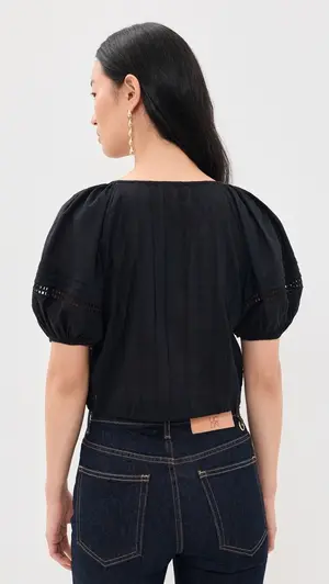 Ulla Johnson Clara Short Sleeve Cotton Top
